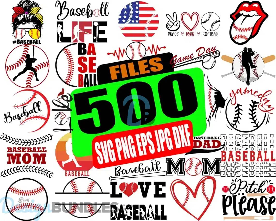 500 Baseball Svg Bundle Baseball Svg For Cricut Baseball Mom Svg